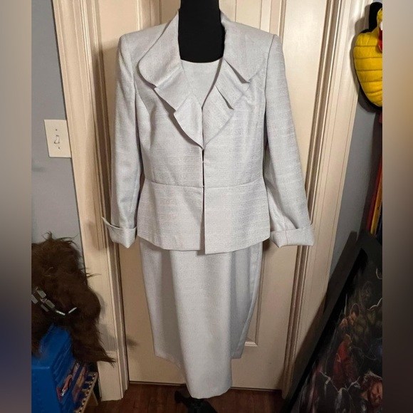 Le Suit | Dresses | Nwt Kasper 2 Piece Dress And Jacket Gray | Poshmark